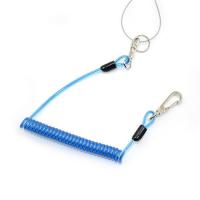 China Clear Plastic Blue Coiled Wire Rope Lanyard Tool Safety Lanyard for sale