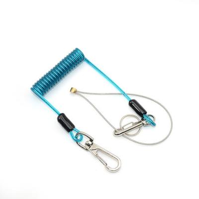 China 1.0mm Stainless Steel Coil Lanyard 1.5m Extended TPU Safety Tool Tether for sale