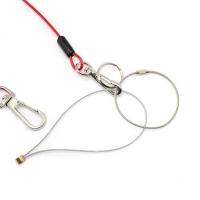 China Clear Red Cable Wire Coil Lanyard Strap Transparent Red With Loop / Swivels for sale