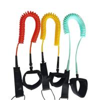 China Strong Colorful Coiled SUP Leash 10 inch with Stainless Steel Swivels 7mm TPU Cord for sale