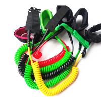 China Strong Colorful Coiled SUP Leash 10 inch with Stainless Steel Swivels 7mm TPU Cord for sale