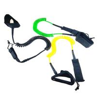 China Strong Colorful Coiled SUP Leash 10 inch with Stainless Steel Swivels 7mm TPU Cord for sale