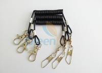 China Flexible Short 52mm Black TPU Tool Tether Lanyard with Fishing Swivel Pin and Hook for sale