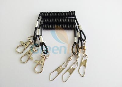 China Flexible Short 52mm Black TPU Tool Tether Lanyard with Fishing Swivel Pin and Hook for sale