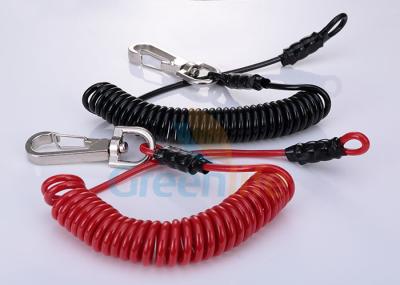 China Protec Tools Safe Hot Black /  Red Retention Spring Clip Lanyards 3.5MM Cord for sale