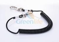China Heavy Duty Steel Reinforced PU Coiled Tether Cord 1.5m with Snap Hooks for sale
