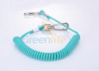 China Anchored Heavy Tool Retractable Coiled Tethers Double Triggers Light Blue for sale