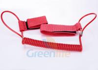 China 1.5M Red PU Spring Coil Fishing Lanyard with Wrist Strap 2pcs 3mm Cord for sale
