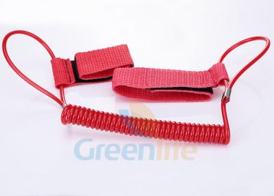 China 1.5M Red PU Spring Coil Fishing Lanyard with Wrist Strap 2pcs 3mm Cord for sale