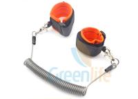 China Elasticated 1.5m Plastic Fishing Rod Steel Tether with Belt TPU Coil Lanyard for sale