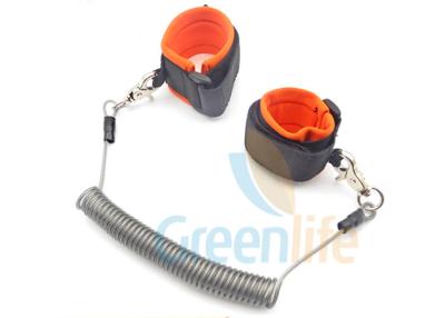 China Elasticated 1.5m Plastic Fishing Rod Steel Tether with Belt TPU Coil Lanyard for sale