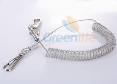 China Stainless Steel Wire Core Safety Tool Coil Tether Lanyard 15kg Load 180mm Length for sale
