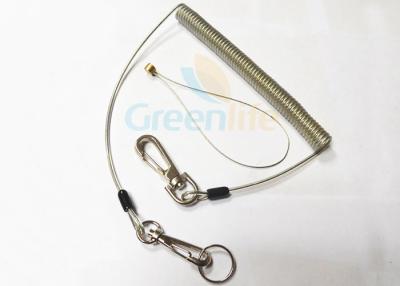 China Steel Reinforced Plastic Coil Lanyard Leash 150mm Unextended 1.5m Extended Zinc Alloy Snap Hooks for sale