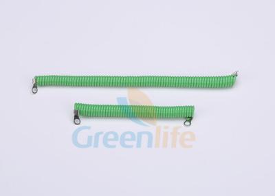 China Soft Green 2.0mm Coiled Security Tether with Eyelets Custom Length TPU Tool Lanyard for sale