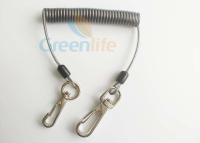 China Stretched 1M Spring Steel Wire Lanyard with Swivel Hooks 0.8mm Core Safety Tether for sale