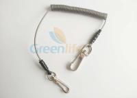 China Custom Length Retractable PU Coil Lanyard 3mm Cord 1.5m Extended Safety Tether for sale