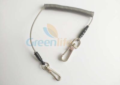 China Custom Length Retractable PU Coil Lanyard 3mm Cord 1.5m Extended Safety Tether for sale