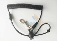 China Anti Lost Fishing Rod Wrist Lanyard Black TPU Spiral Coil 1.5m with J Swivel Snap Hook for sale