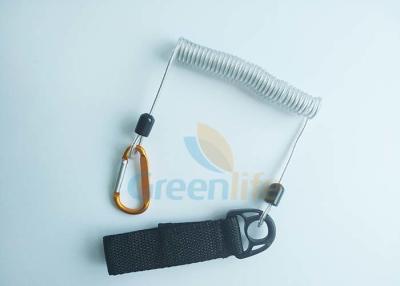 China Coiled Tool Lanyard 60 Inches Max Stretch PU Safety Rope with Carabiner and Wrist Belt for sale
