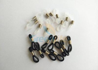 China Glasses Lanyard Accessories White / Black Silicone Loop With Mini Metal Spring for sale