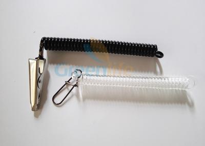 China Extendable Coil Strap with Alligator Clip 1.5M PU Spring Coil Lanyard for Tools for sale