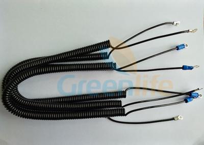 China 2.5x300mm Black Plastic Spiral Coil Tool Lanyard Double Eyelet Ends Safety Tether for sale