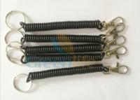 China Popular Trigger Snap Black Coiled Key Lanyard W / Split Ring & Metal Clip for sale