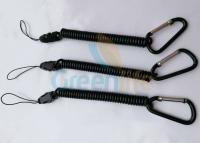 China Detachable Elastic Coil-Style Lanyard Black Rope With String Loop / Carabiner for sale