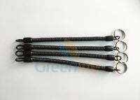 China Flexible Plastic Safe Coiled Key Lanyard With Heavy Split Ring , Classic Black Color for sale