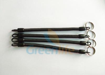 China Flexible Plastic Safe Coiled Key Lanyard With Heavy Split Ring , Classic Black Color for sale