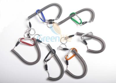 China Steel Reinforced Coiled Bungee Spring Lanyard Tether 2.3mm Cord 1.3m Extension for Fishing Pliers for sale