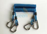 China Retractable Tool Tether Lanyard Blue Spring Elastic Plastic Coiled Tether 100KG 120MM for sale