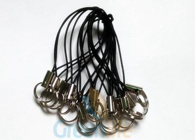 China Black Nylon Phone String Loop with Small Split Ring Holder Durable Lanyard Accessories 500pcs MOQ for sale