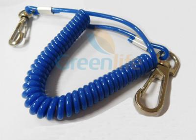China Bungee Coiled Lanyard Cord Tether Blue Covered Stop Falling With Snap To Snap Design for sale