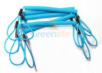 China Blue Coil Tool Lanyard Elasticated Spring Tether 3mm Cord 1m Extended Length for sale