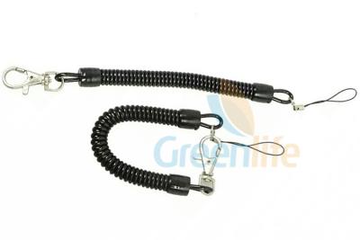 China Standard Coiled Key Lanyard Slim Spring Black Color PU 1.2mm Cord 50mm Unstretched for sale