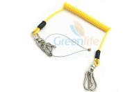 China Yellow Plastic Coiled Lanyard Cord 4mm Dia 2m Extended Securing Tool Fall Protection for sale