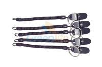 China Extendable Coiled Key Lanyard 120mm PU Cord with Plastic Alligator Clip for Tools for sale