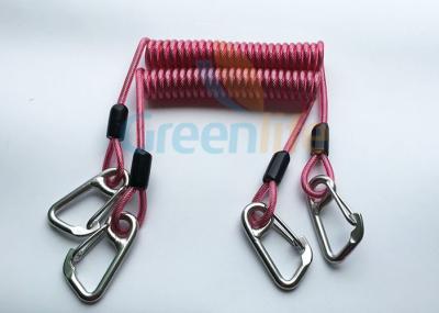 China High Strength Strong Coil Tool Lanyard Transparent Red PU Material Cover for sale