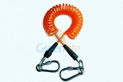 China Orange PU Coated Tool Lanyard 1.5M Extended Length Safety Scaffolding for sale