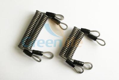 China Universal Black Plastic Coil Lanyard Steel Reinforced With Double Loop Ends for sale