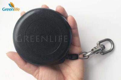 China Adjustable Length Retractable Tool Lanyard 85mm Round Reel Black PA66 Stainless Steel 1.2m Cable for sale