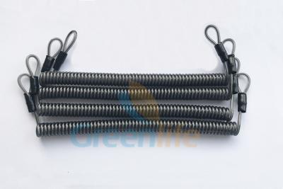 China Unstretchable 18cm PU Coil Tool Lanyard with Stainless Steel Core for Tool Safety for sale