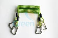 China Custom Green Rubber Coated Stainless Steel Coil Lanyard 1.5M 100KG for Fishing Gear Cell Phone for sale