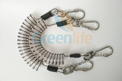 China Core Reinforced Coil Tool Lanyard 1.5M with Stainless Steel Clips for sale