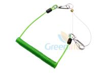 China High Security Green PU Coated Coiled Tool Lanyard 2m Extended Length Customizable for sale