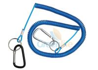 China 8 Meter Fishing Rod Lanyard with Aluminum Carabiner Blue Coiled Spring Safety Rope for sale