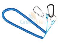 China 8 Meter Fishing Rod Lanyard with Aluminum Carabiner Blue Coiled Spring Safety Rope for sale