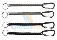 China Steel Coil Fishing Tool Lanyard Safety Straps Black Karabiner Hook Split Ring Plier 120mm for sale