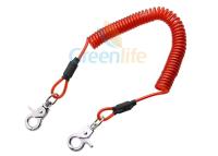China Translucent PU Coated Spring Steel Wire Coil Lanyard 20kg Capacity 2m Extended Length for sale